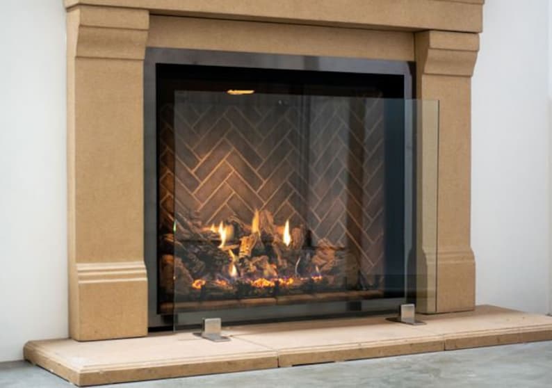 AMS Fireplace Free Standing Clear Glass Screen | Custom Sizes Available ...