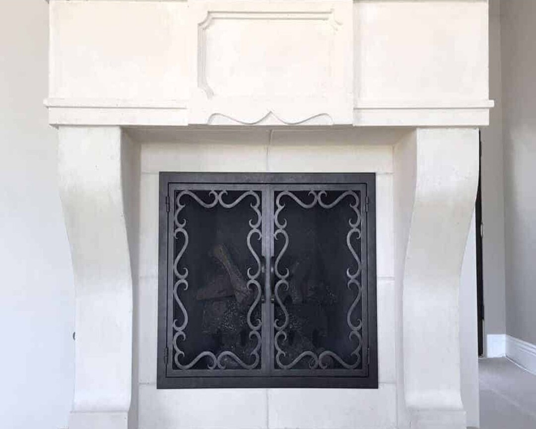 AMS Fireplace AMSFPD-35-R-3623, Reef Rectangular Fireplace Screen, Door ...