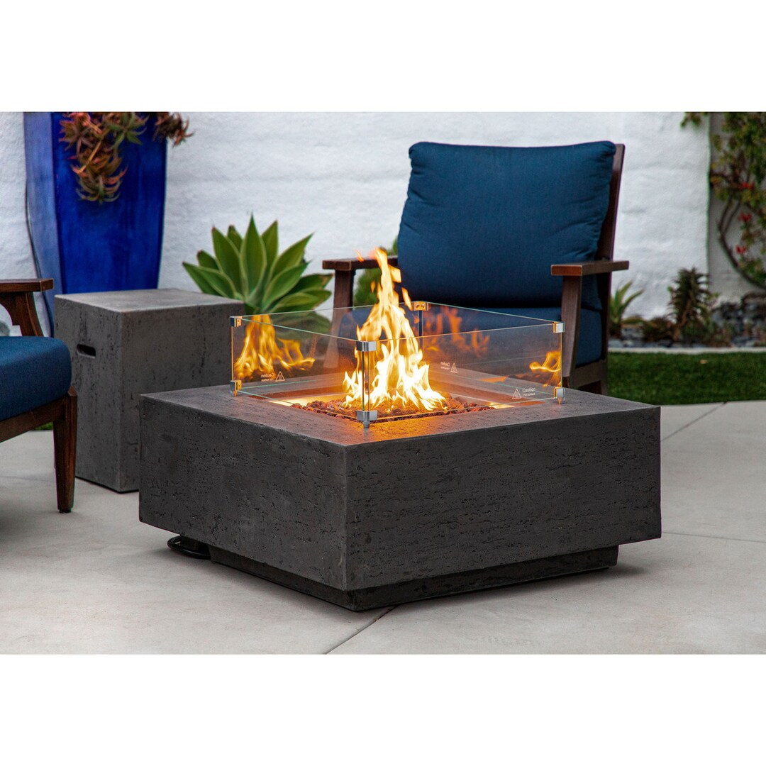 AMS Fireplace Square Gas Fire Pit Table - Concrete GFRC - Etsy