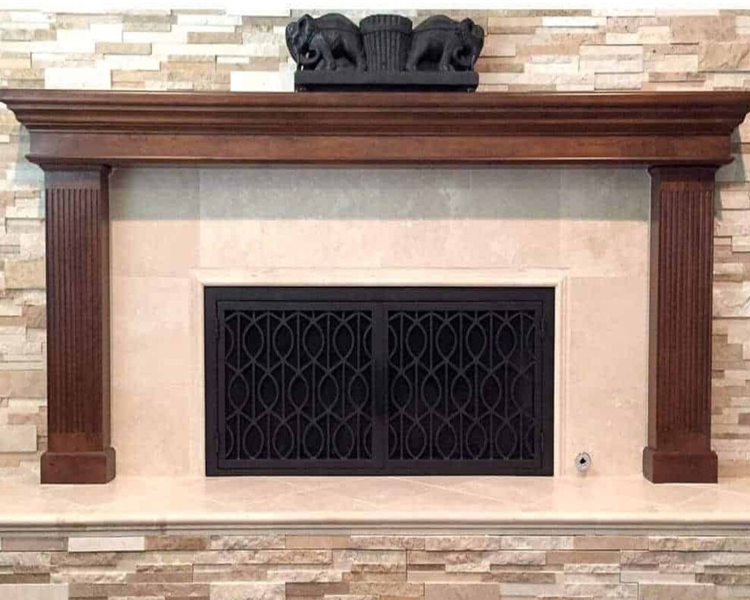 AMS Fireplace AMSFPD-20-R-3623, Wave Rectangular Fireplace Screen, Door ...