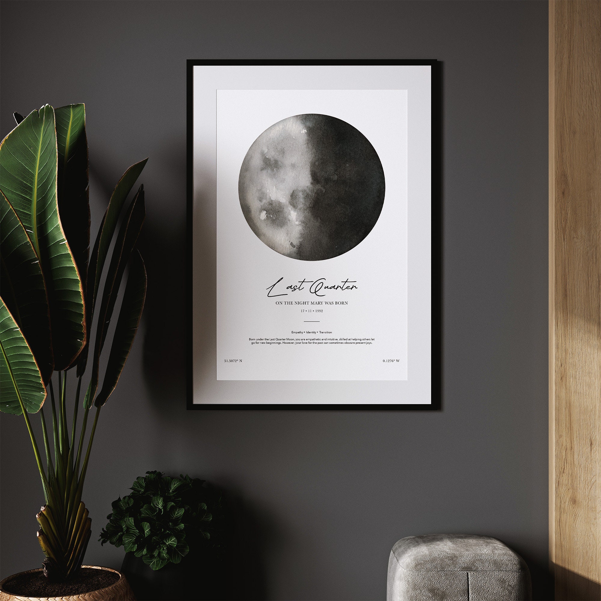 Custom Digital Moon Phase Print Night You Were Born New Baby Gift Moon ...