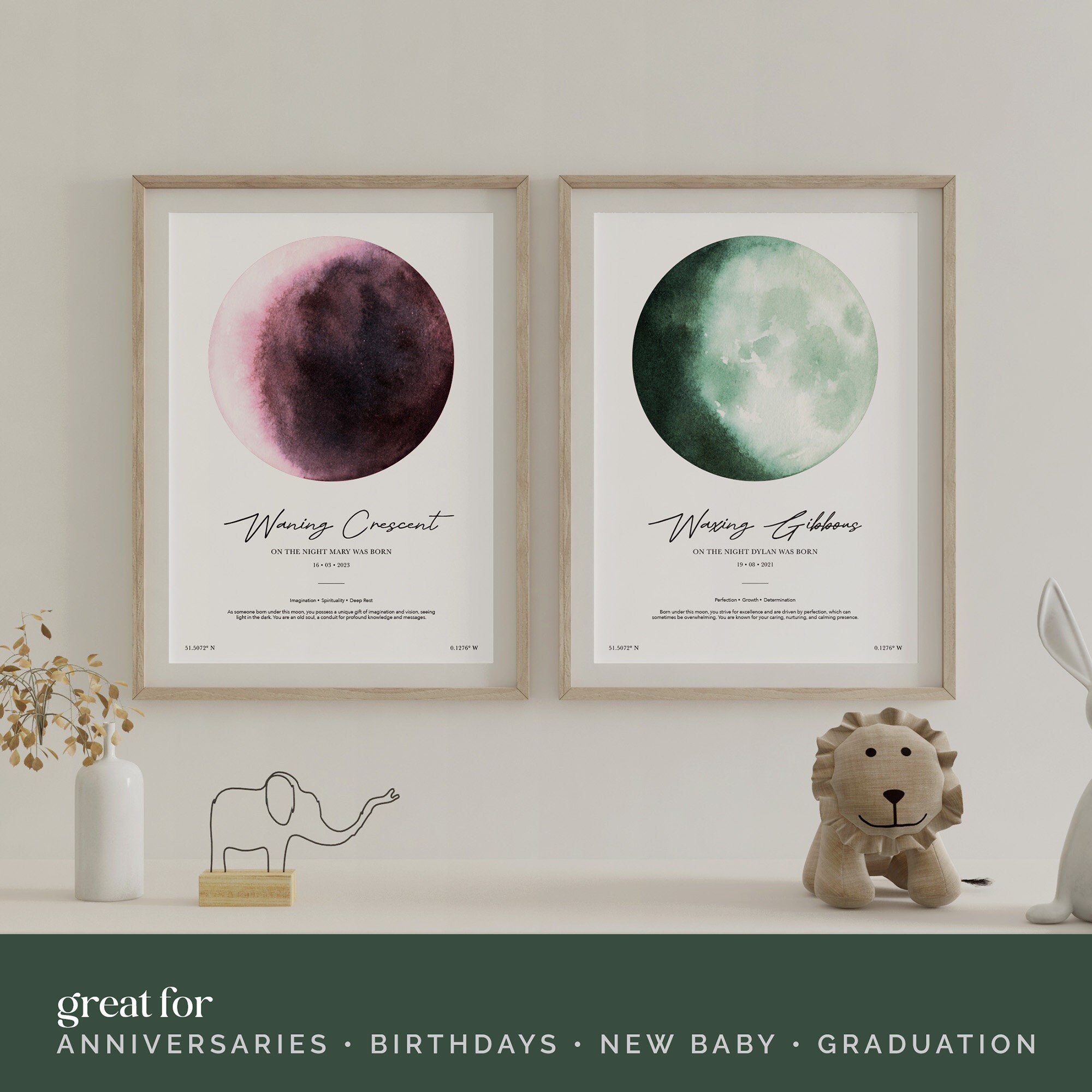 Custom Digital Moon Phase Print - Night You Were Born - New Baby Gift ...