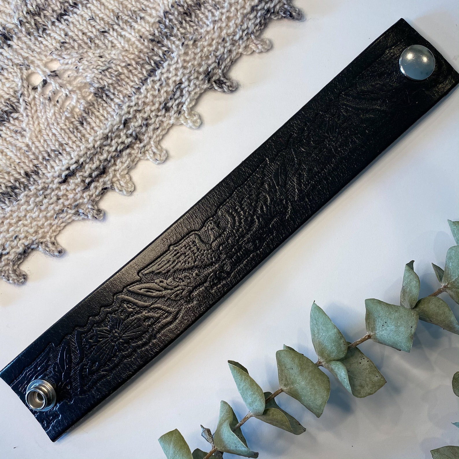 Upcycled Leather Shawl/cowl Cuff From Knox Mountain Knit Co. - Etsy