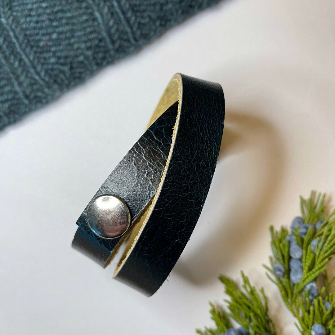 Leather Shawl Cuff, Cowl Cuff From Knox Mountain Knit Co. - Double Wrap ...