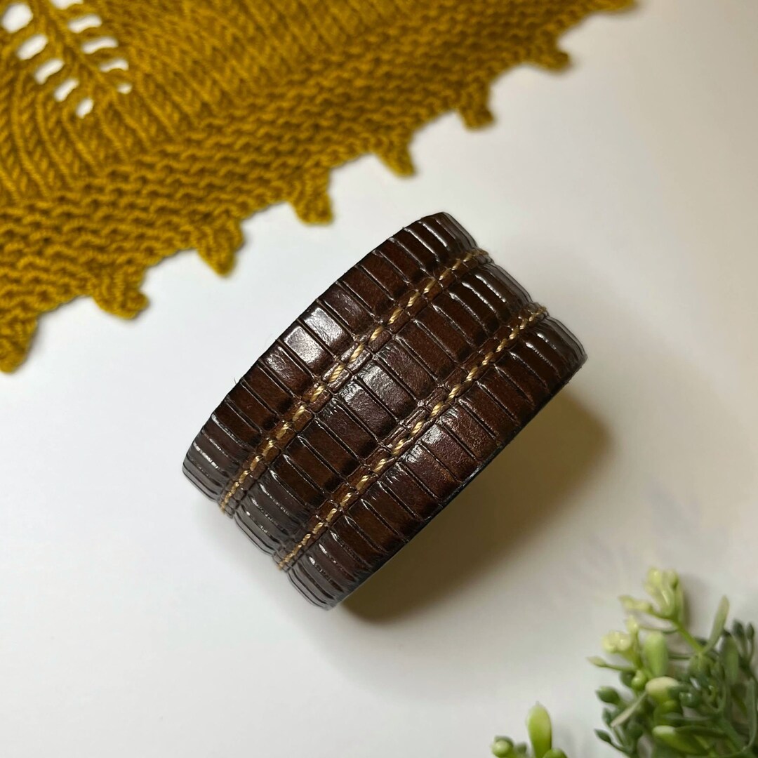 Upcycled Leather Shawl Cuff Cowl Cuff From Knox Mountain Knit - Etsy