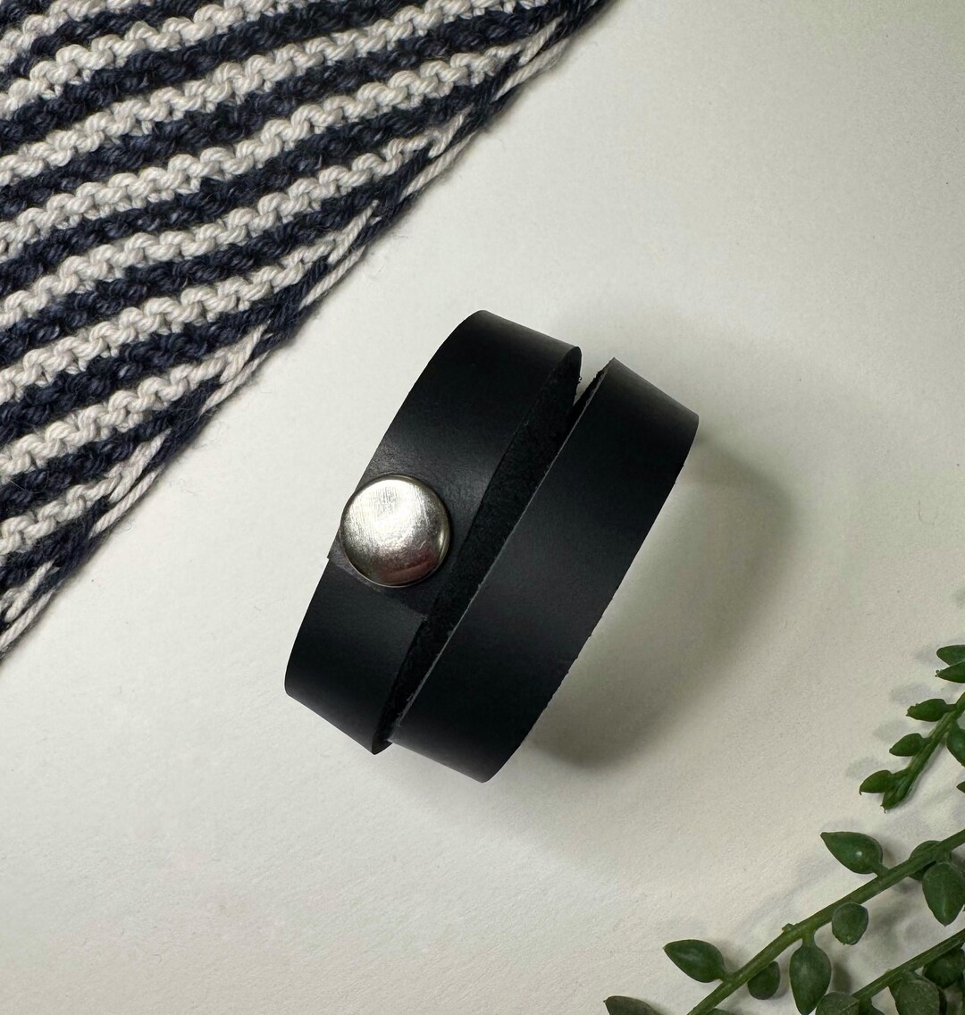 Leather Shawl Cuff, Cowl Cuff From Knox Mountain Knit Co. Light Double ...