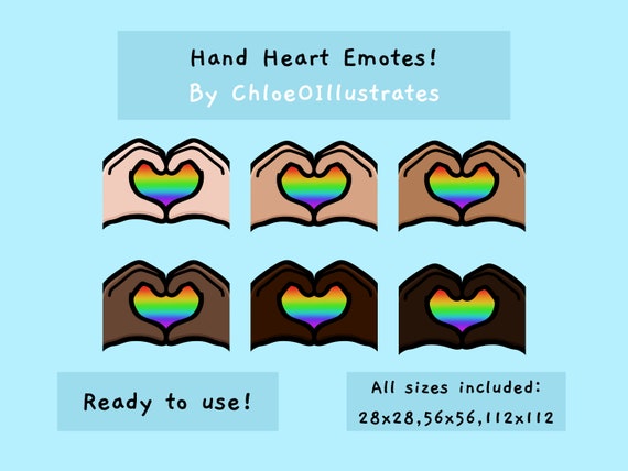 Hand Heart Emotes Twitch and Discord Emotes Rainbow Heart - Etsy