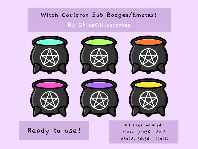 Witch Cauldron Sub Badges and Emotes | Twitch and Discord Emotes ...