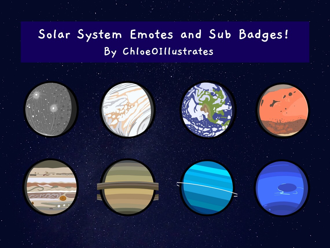 Solar System Emotes and Sub Badges | Twitch Emotes - Etsy