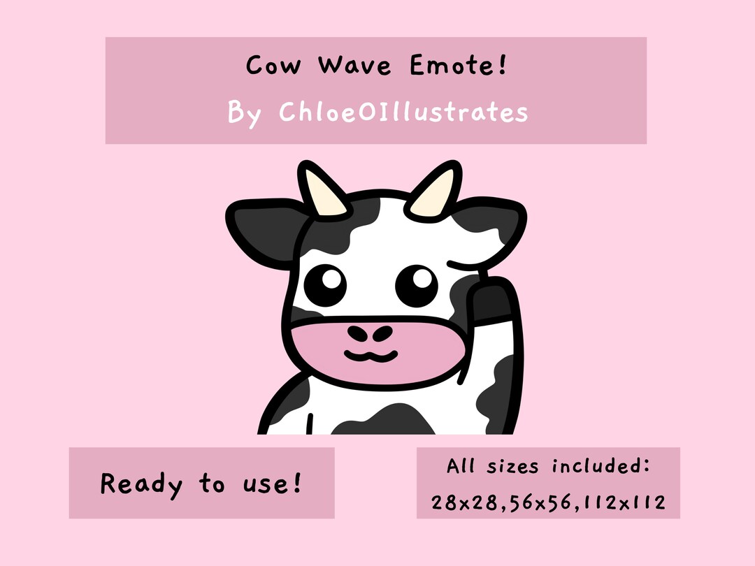 Cow Wave Emote | Twitch and Discord Emotes - Etsy
