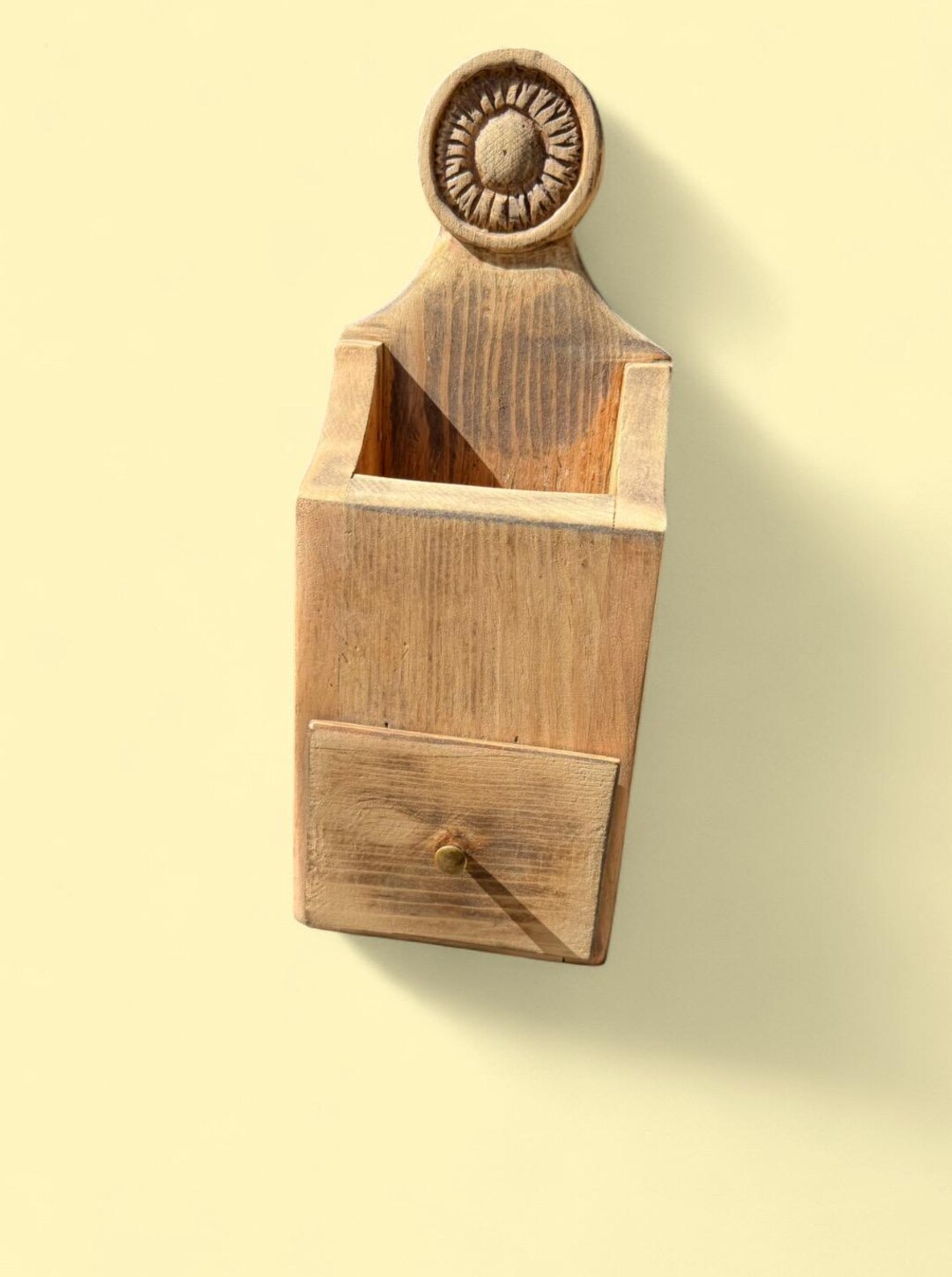 Vintage Primitive Wooden Wall-hanging Candle Box With Drawer | Carved ...