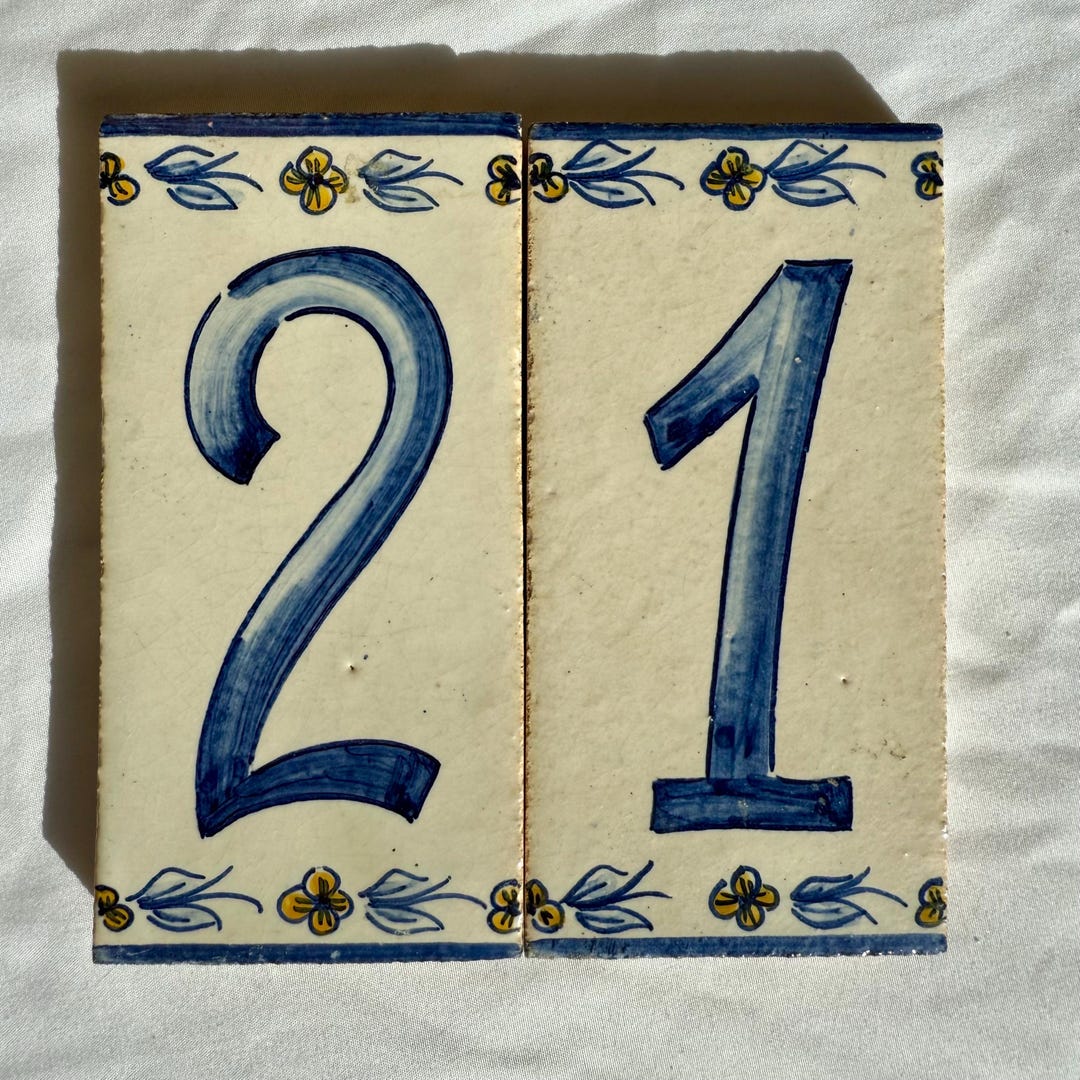 Vintage Terracotta House Numbers 1 & 2 | 12 | 21 | Spanish Tile | Hand ...