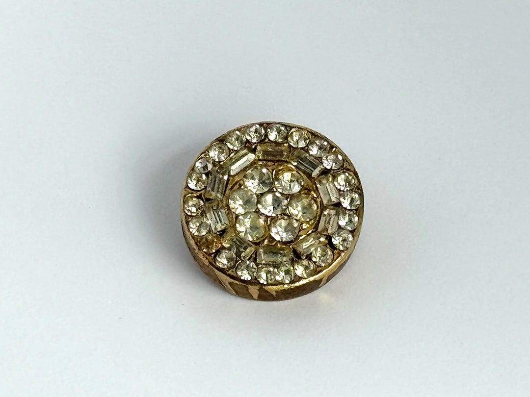 Vintage Gold Rhinestone Shank Buttons – Sparkling Round Sewing ...