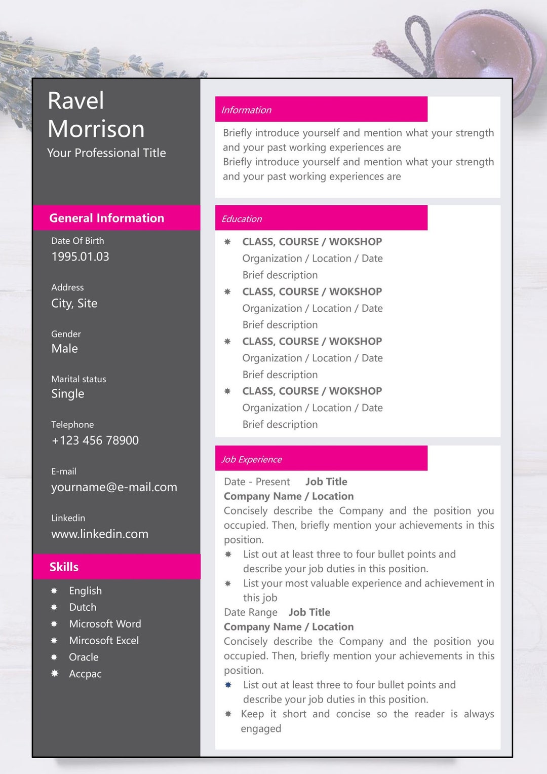 CV Template Modern Resume Template for Word & 3 Pages - Etsy Finland