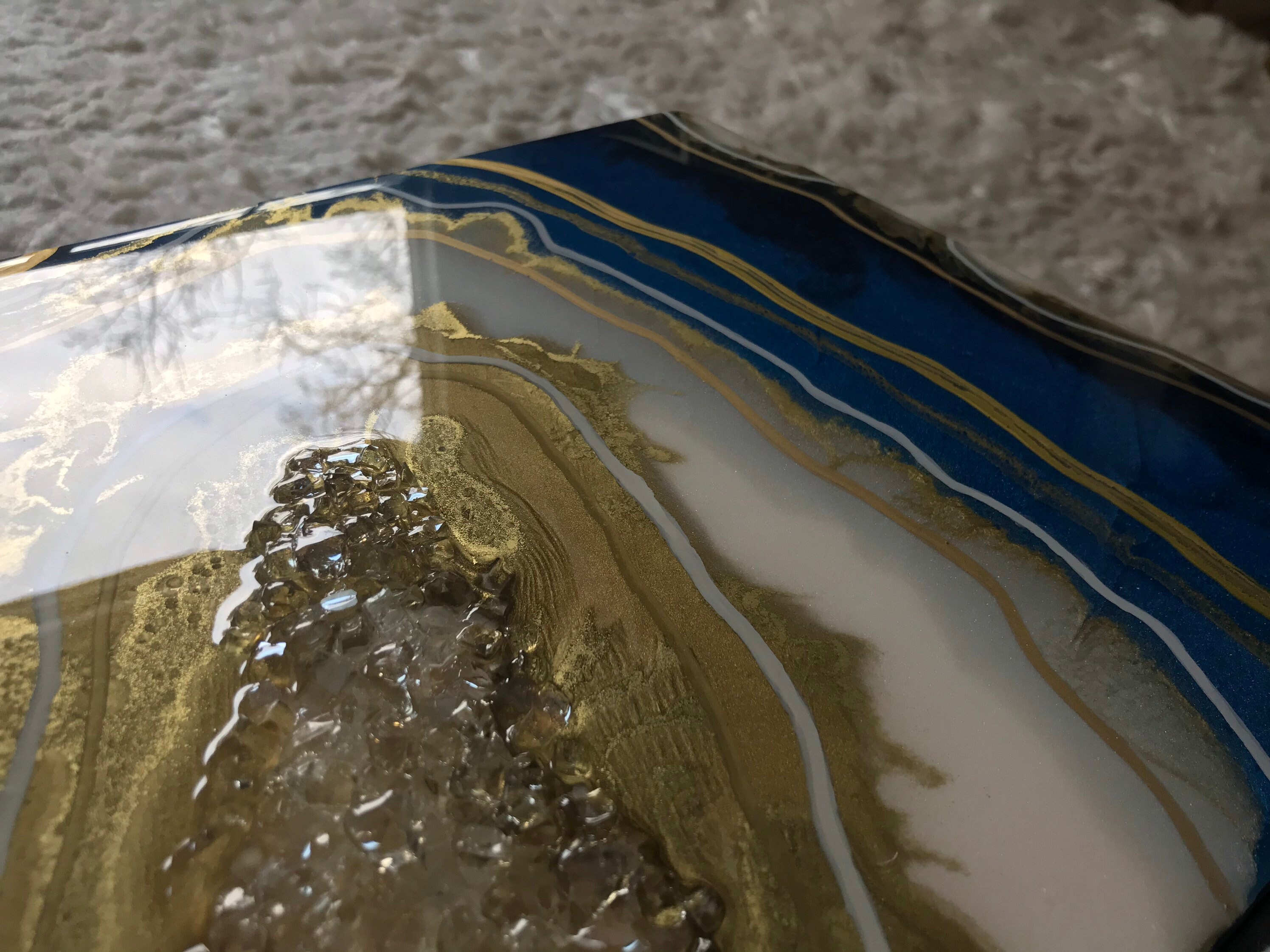 SOLD Navy and Gold Geode - Original Resin Art - Etsy
