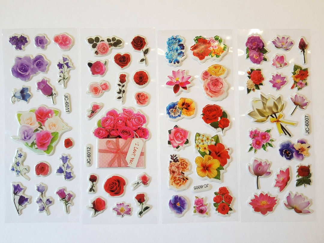 8x Rose 3D Stickers for Kids - Great Feel for Little Hands - Etsy