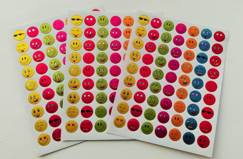 630 Small Smiley Faces Sparkle Sticker Stickers Kids Birthday - Etsy