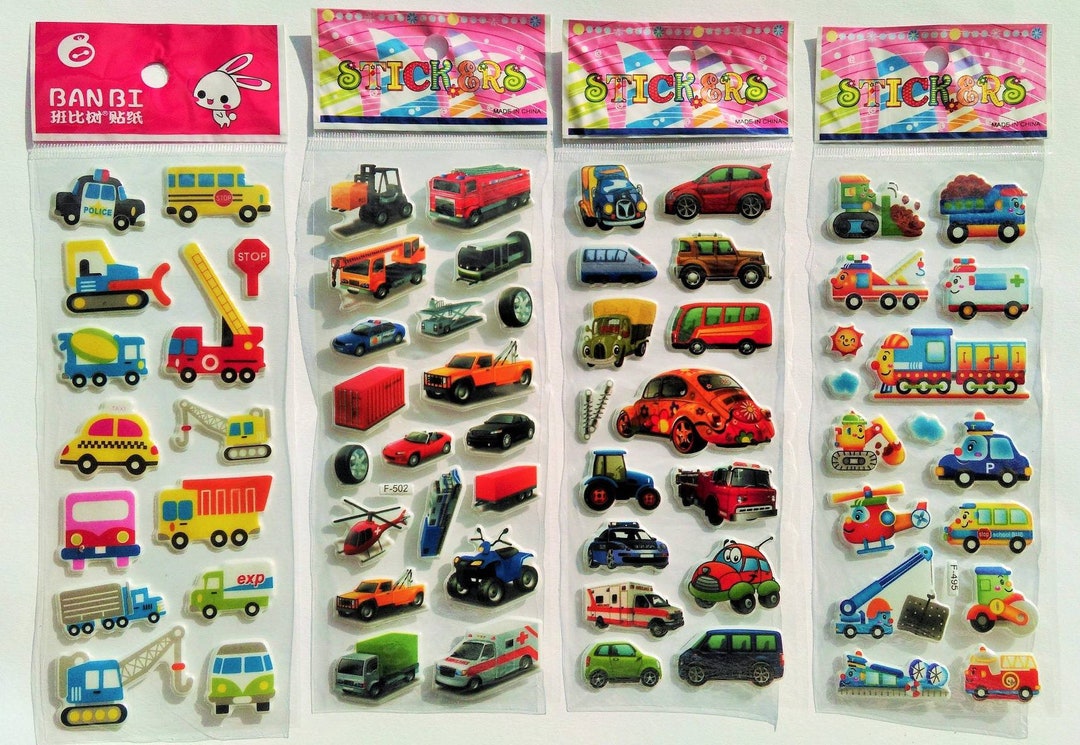 8x 3D Sticker Cars Stickers for Children - Great Feel for Little Hands ...