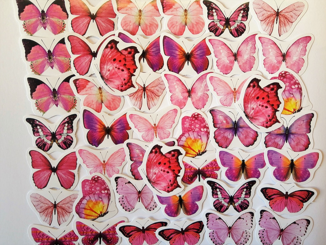 45 Pink Butterfly Stickers as a Set - Pink Stickers Washi Bujo Seasonal ...