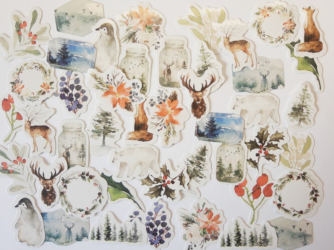46-piece Sticker Set Winter Forest - Christmas, Winter, Father Frost ...