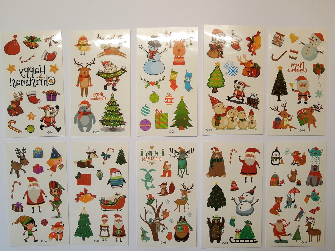 10x Christmas Tattoos, Children's Tattoos, Non-toxic, Christmas ...