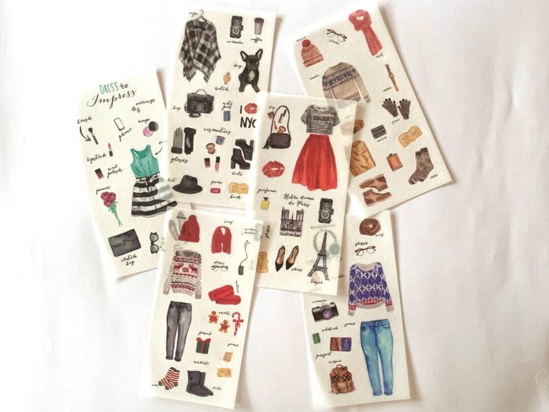 6 Sheets of Dress up Stickers as a Set Stickers Washi Bujo Clothing ...