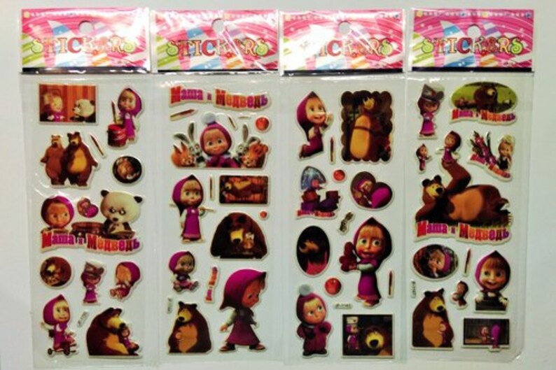 5x 3D Sticker Masha and the Bear Sticker Masha | Etsy