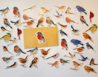 Watercolor Bird Stickers for Junk Journals Vintage Inspired - Etsy