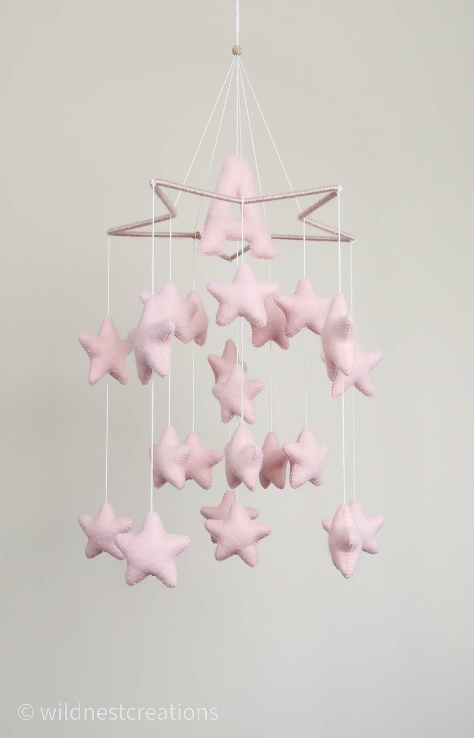 Pink Stars Baby Mobile, Personalised Crib Mobile, Personalised Name ...
