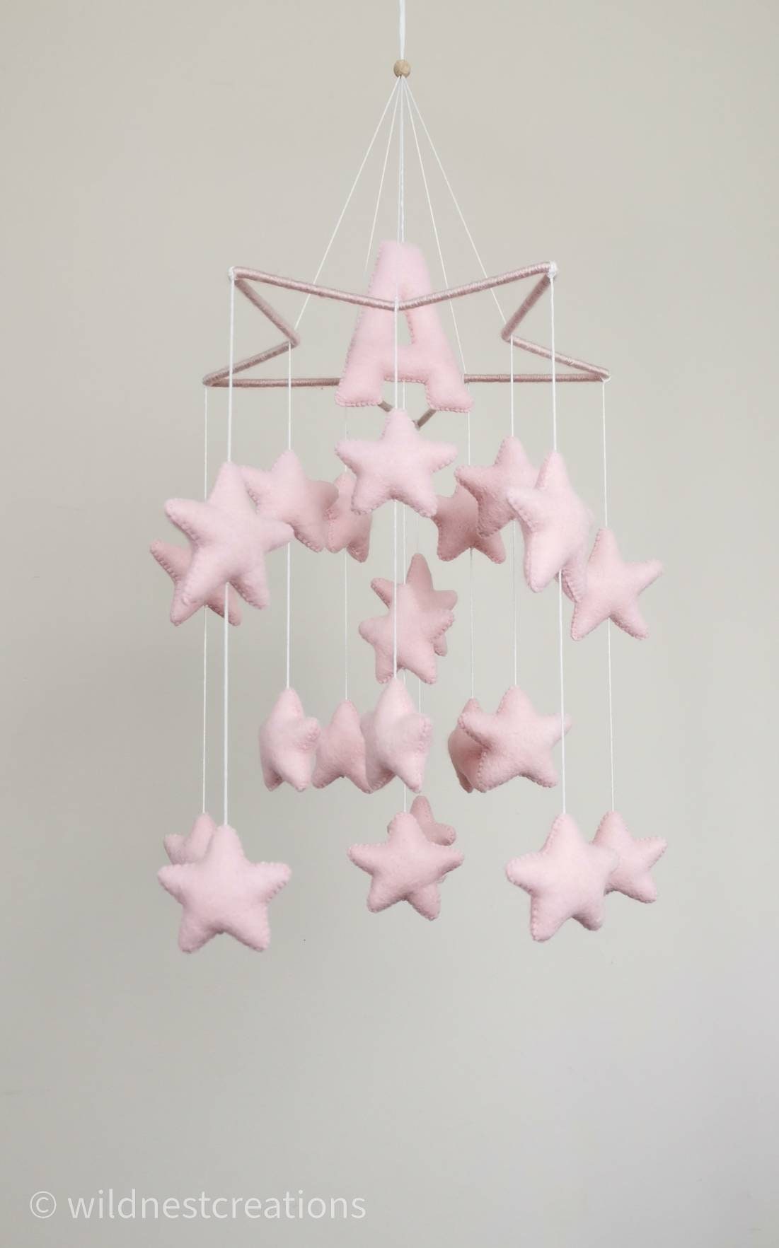 Pink Stars Baby Mobile, Personalised Crib Mobile, Personalised Name ...
