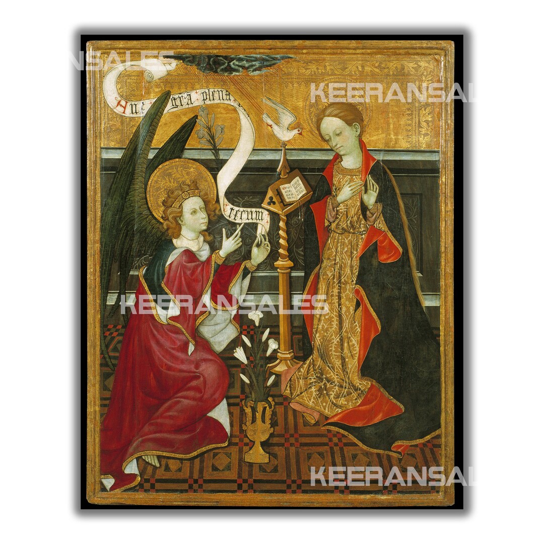 The Annunciation - Artist Unknown - 15th Century - Poster Art Home Illustration Decor Unframed ...