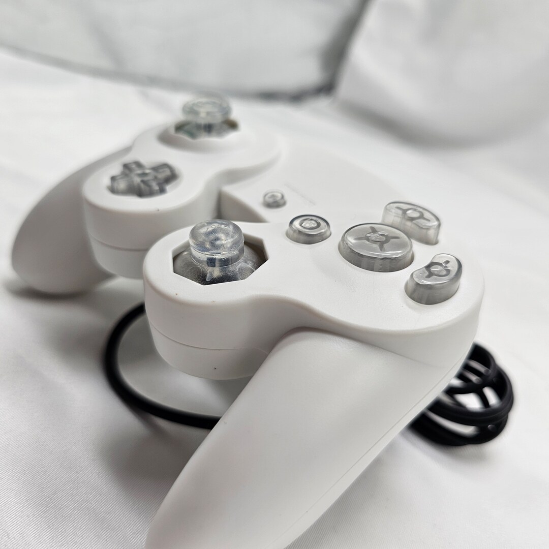Custom Made Gamecube Controller, NGC Crystal Grey on White Gamepad for ...