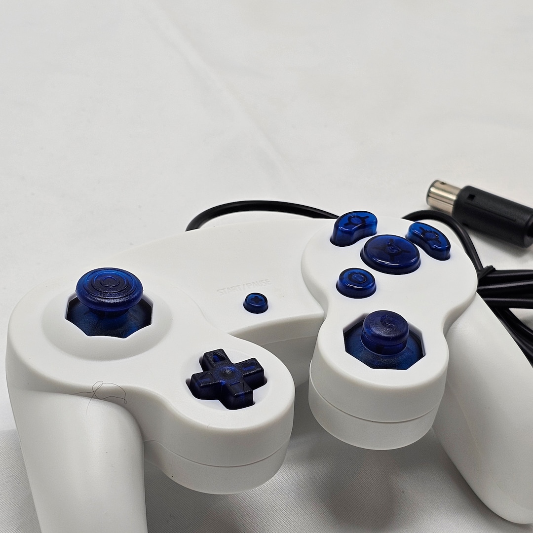 Custom Made Gamecube Controller, NGC Crystal Blue on White Gamepad for ...