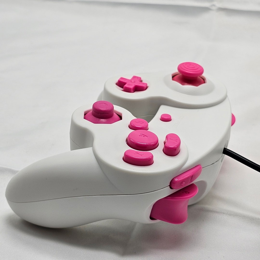 Custom Made Gamecube Controller, NGC Pink on White Gamepad for Game ...