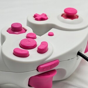 Custom Made Gamecube Controller, NGC Pink on White Gamepad for Game ...