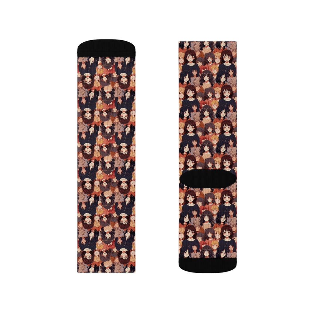 Anime Girl Faces Socks Expressive Elegance With Anime Girl Charm - Etsy