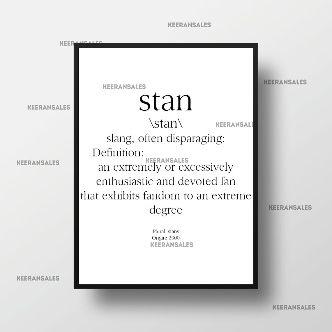 Stan Definition Custom Print Unframed 11 by 8.5 - Etsy