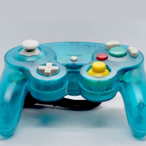 Gamcecube Controller, NGC Transparent Teal Blue Gamepad for Gamecube ...