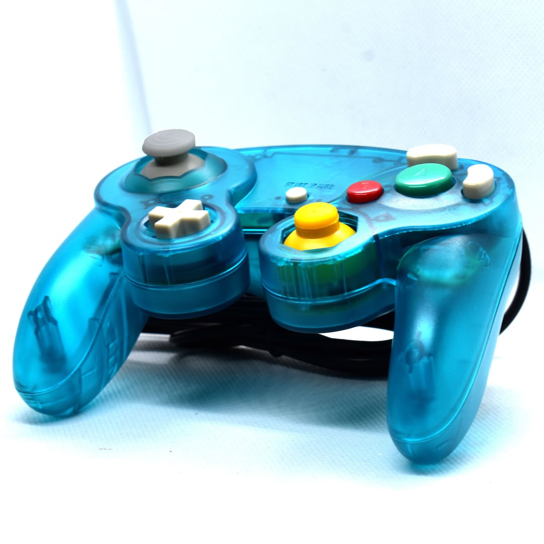 Gamcecube Controller, NGC Transparent Teal Blue Gamepad for Gamecube ...