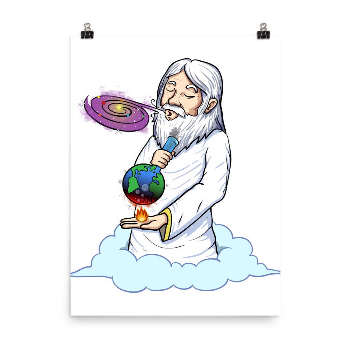 God Smoking the Earth Bong to Create a Galaxy Poster - Etsy