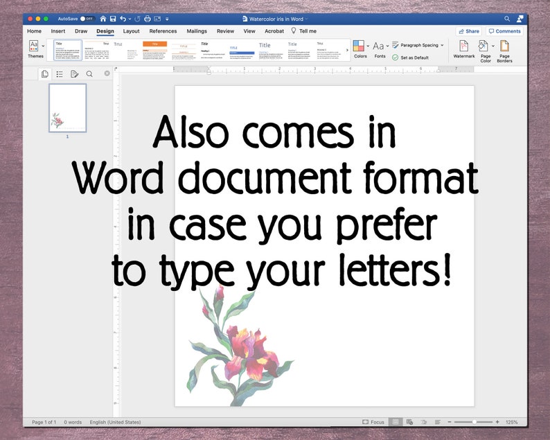 JW Letterhead Iris Letter Writing Stationery Instant - Etsy