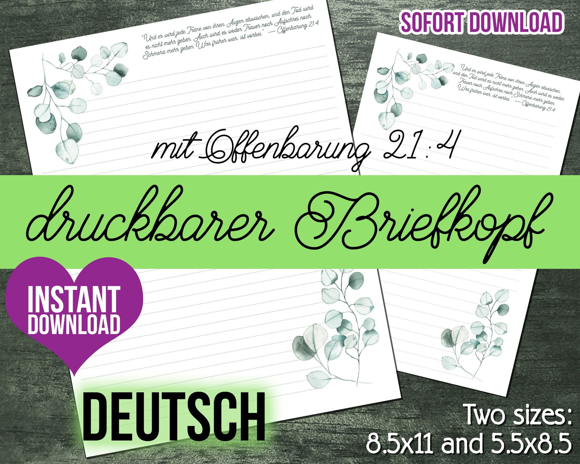 JW Letterhead German | Deutsch Letter Writing Stationery | Instant ...