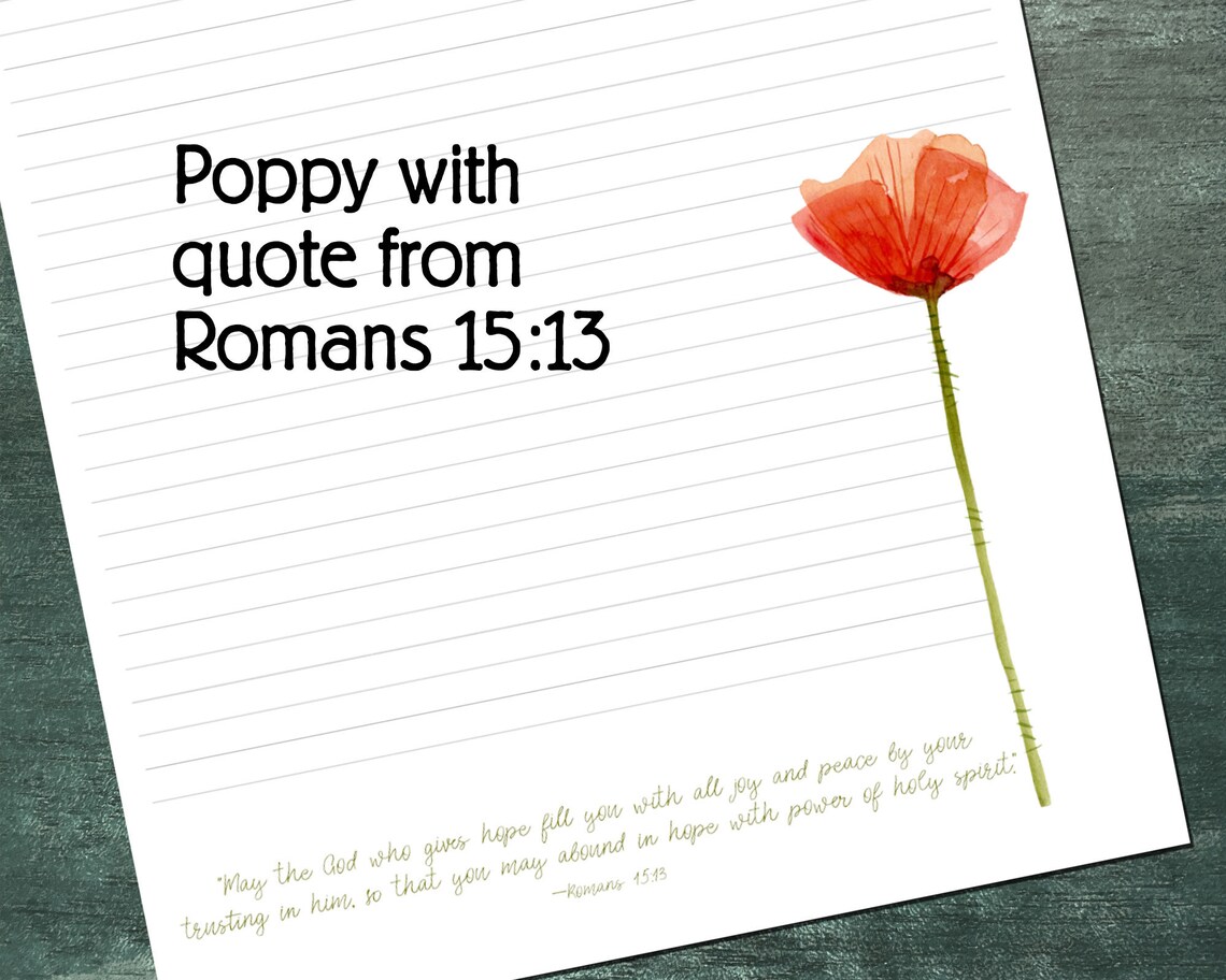 Poppy JW Letterhead Letter Writing Stationery Instant - Etsy Canada
