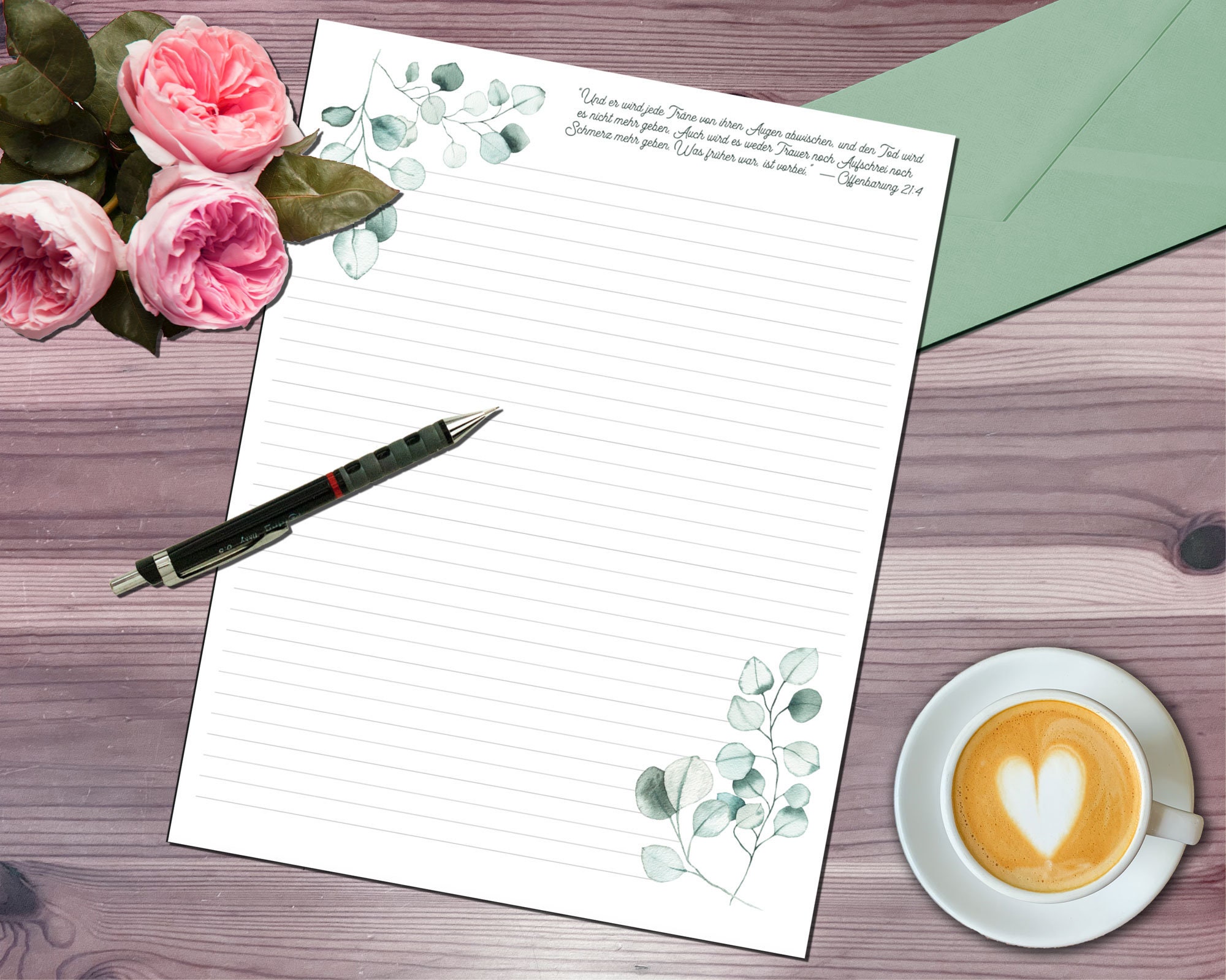 JW Letterhead German | Deutsch Letter Writing Stationery | Instant ...