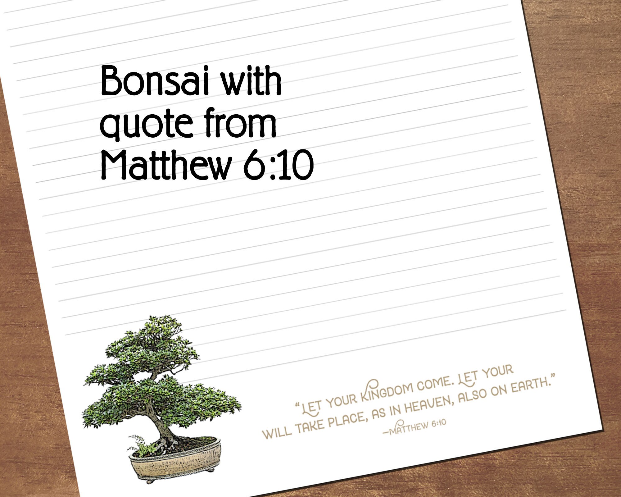 JW Letterhead Bonsai | Letter Writing Stationery | Instant Download ...