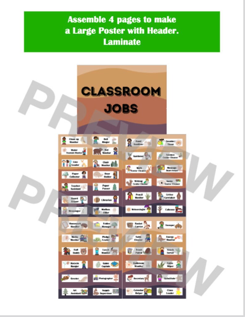 Editable Boho 56+ Classroom Job Charts Naturals With Plants and Animals ...