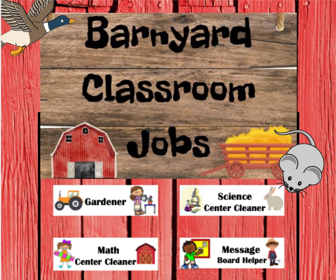 56+ Barnyard Classroom Job Chart With Editable Section - Etsy