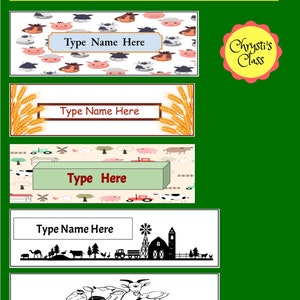 Barnyard Editable Name Plates, Labels, and Buttons Class Decor and ...
