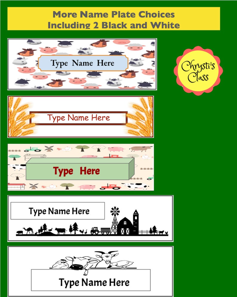 Barnyard Editable Name Plates, Labels, and Buttons Class Decor and ...
