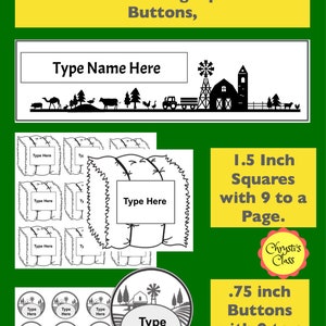 Barnyard Editable Name Plates: Labels and Buttons Class Decor - Etsy